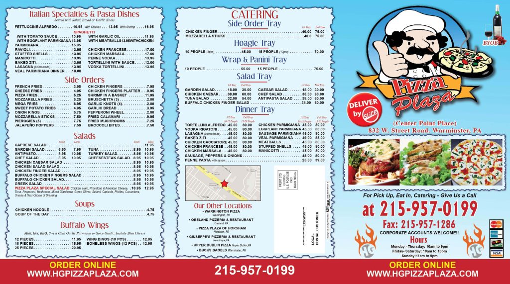 Our Menu - HG Pizza Plaza Warminster