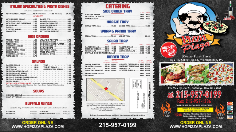 Our Menu – HG Pizza Plaza Warminster