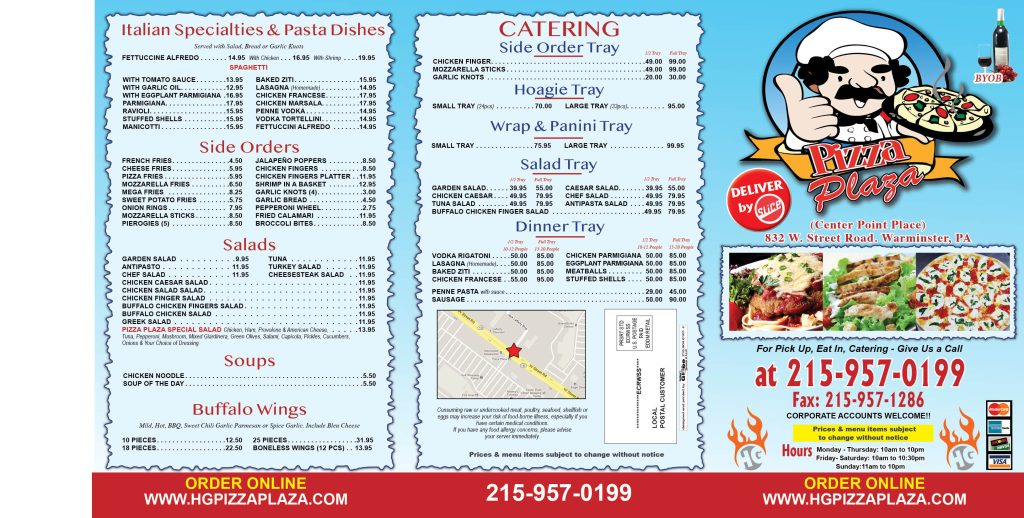 Our Menu – HG Pizza Plaza Warminster